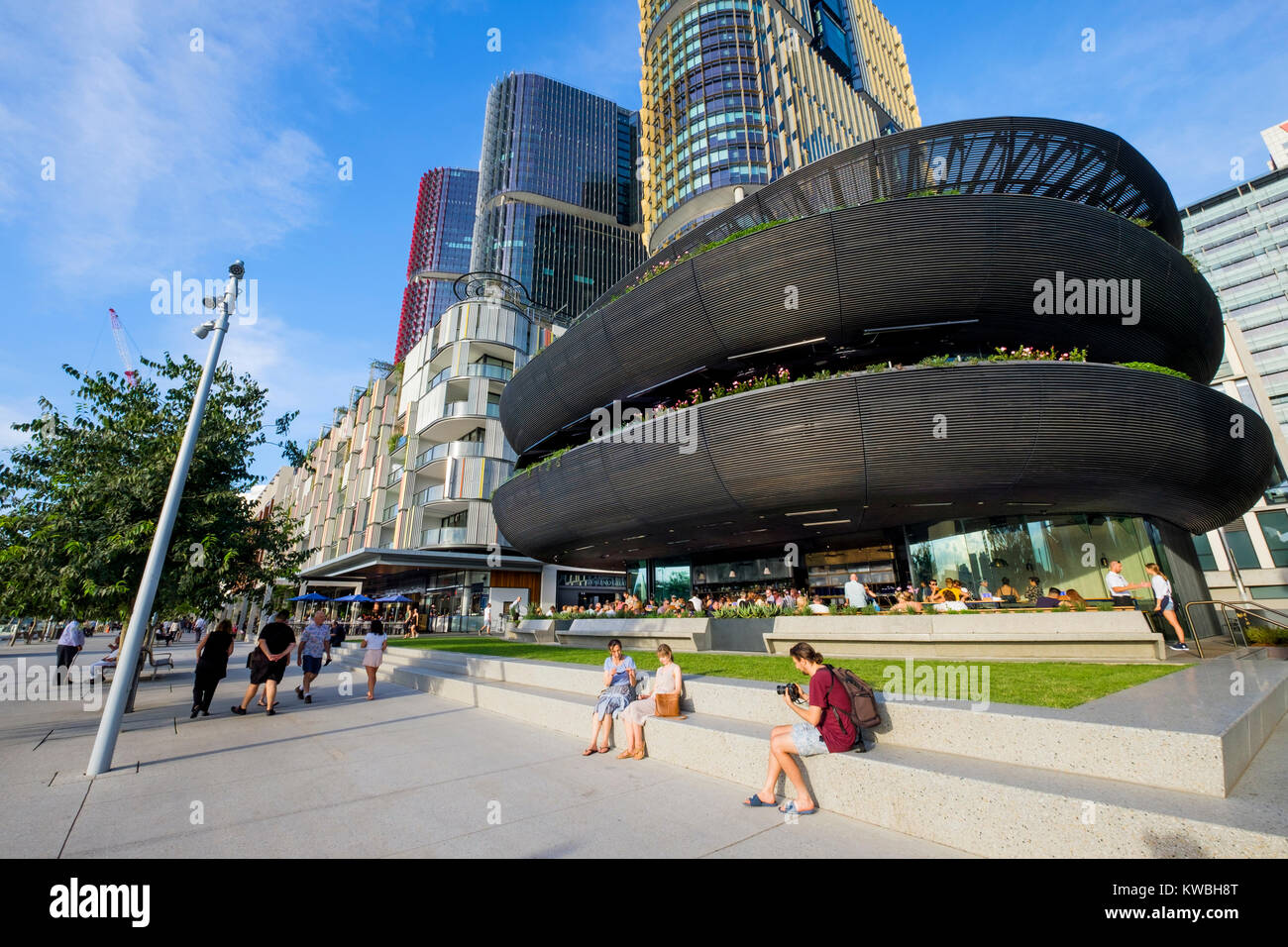 Residential buildings, restaurants and International Towers in ...