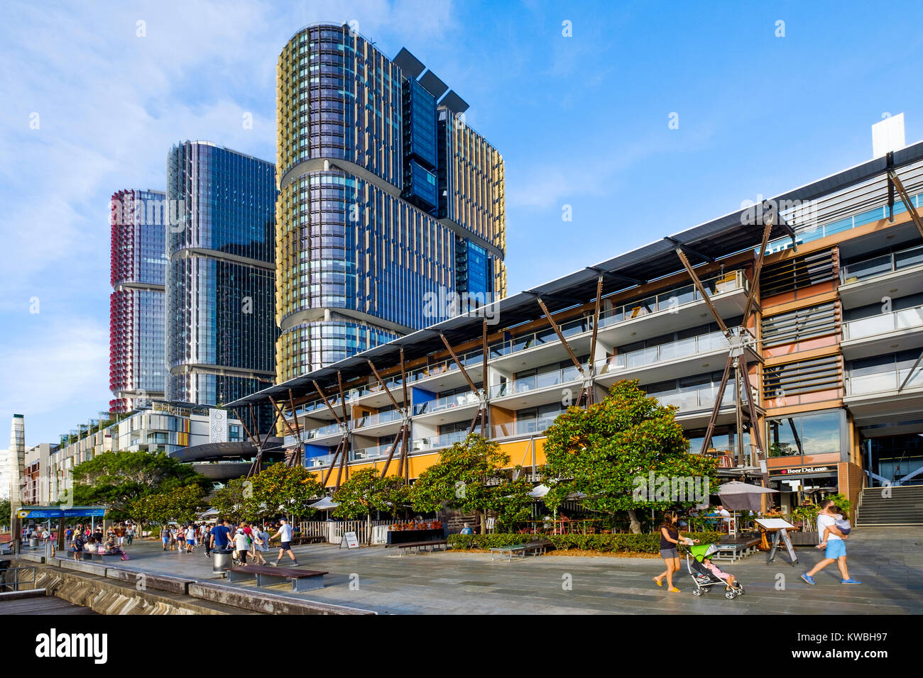 Residential buildings, restaurants and International Towers in ...