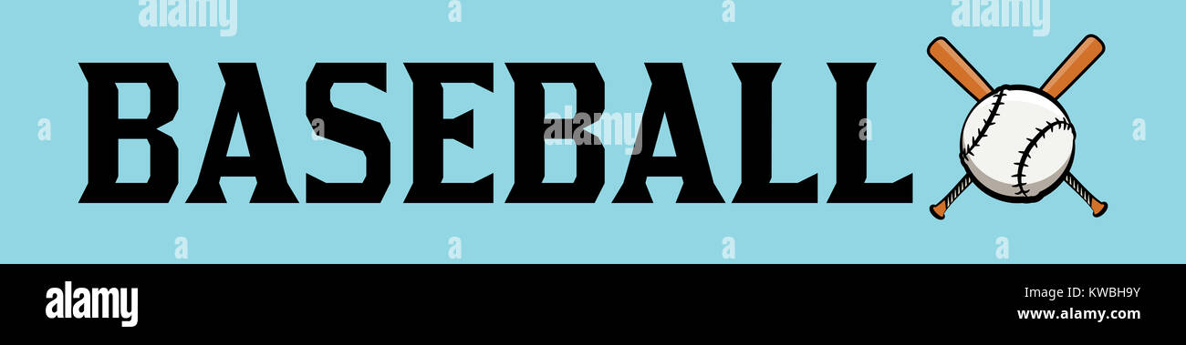The word baseball and wooden bats and ball banner illustration. Vector ...