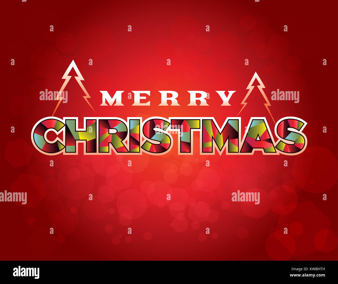 Merry Christmas holiday greeting message written in stylized type on a ...