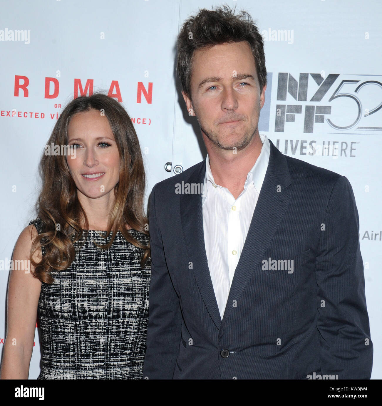 NEW YORK, NY - OCTOBER 11: Edward Norton, Shauna Robertson attends the ...