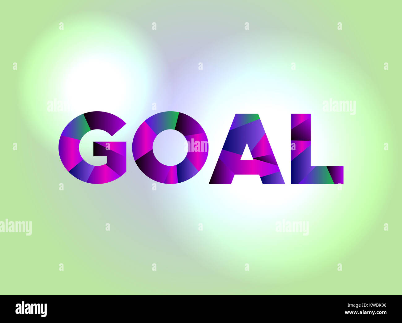 The word GOAL written in colorful abstract word art on a vibrant ...