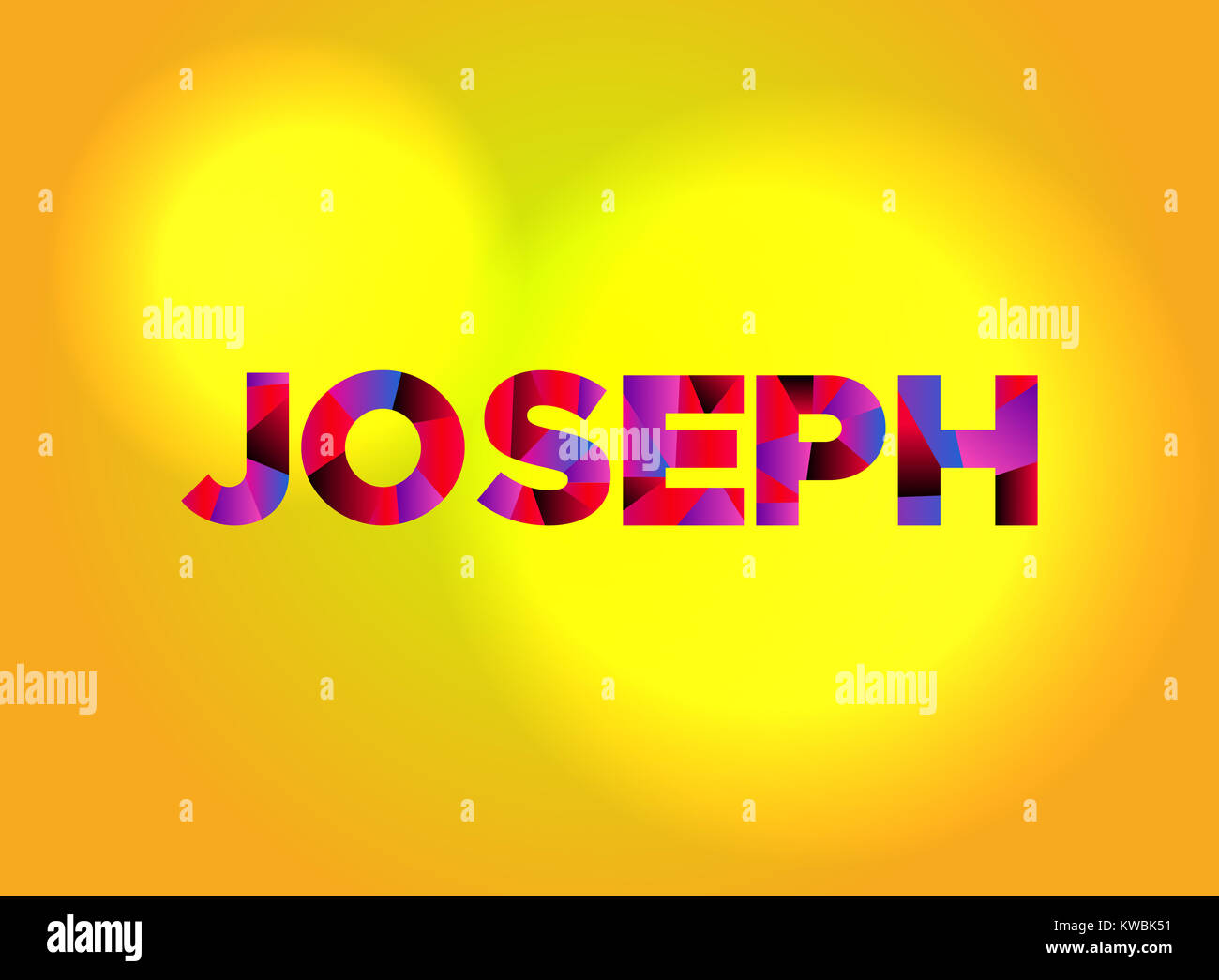 The name JOSEPH written in colorful fragmented word art on a vibrant ...