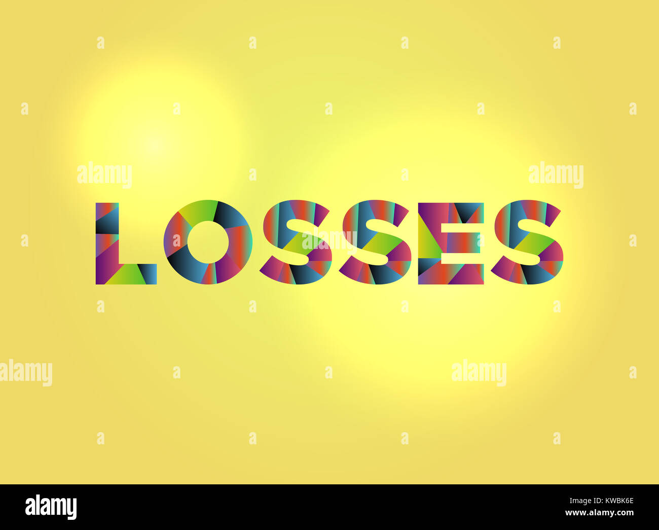 The word LOSSES written in colorful fragmented word art on a vibrant ...