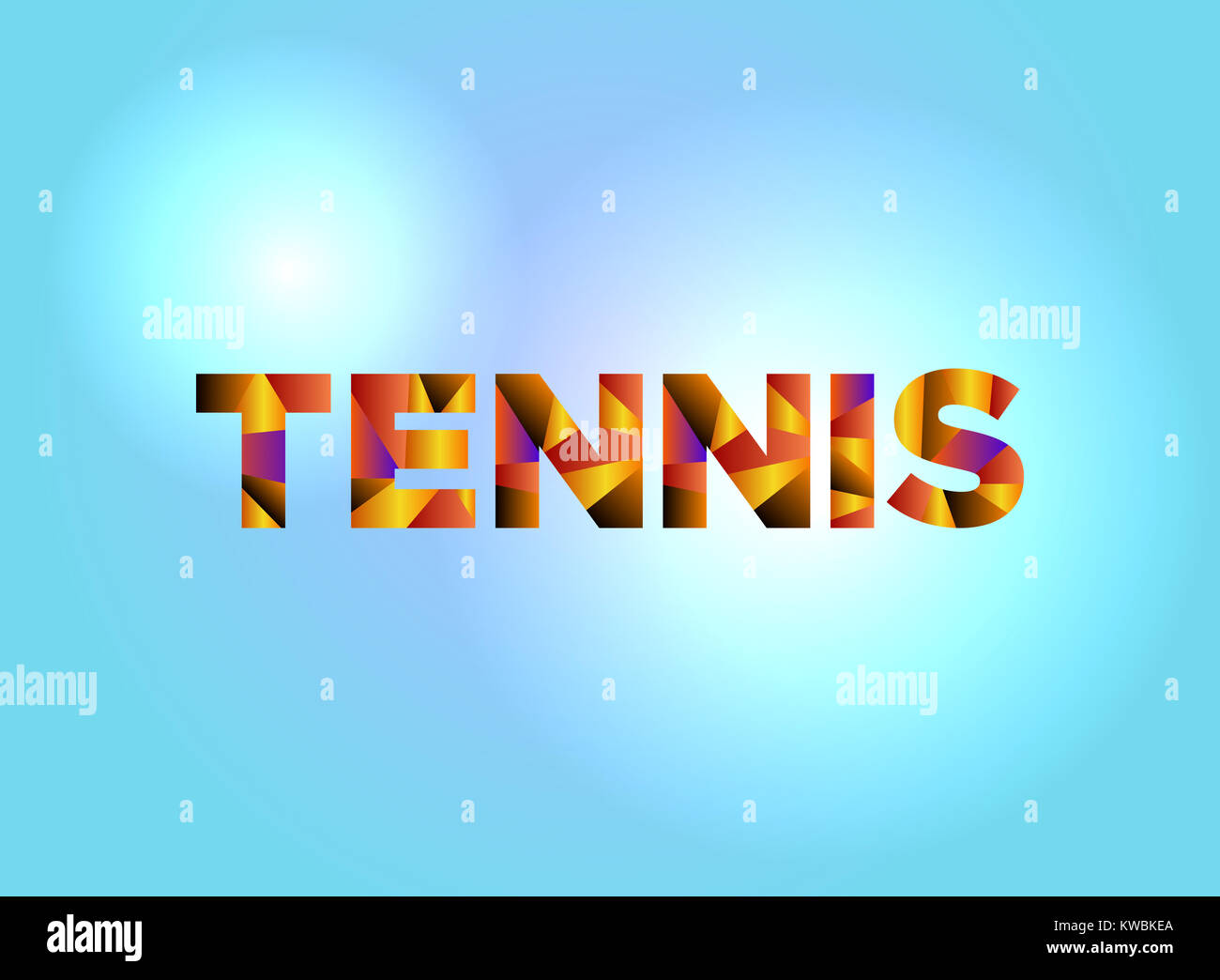 The word TENNIS concept written in colorful fragmented word are on a ...