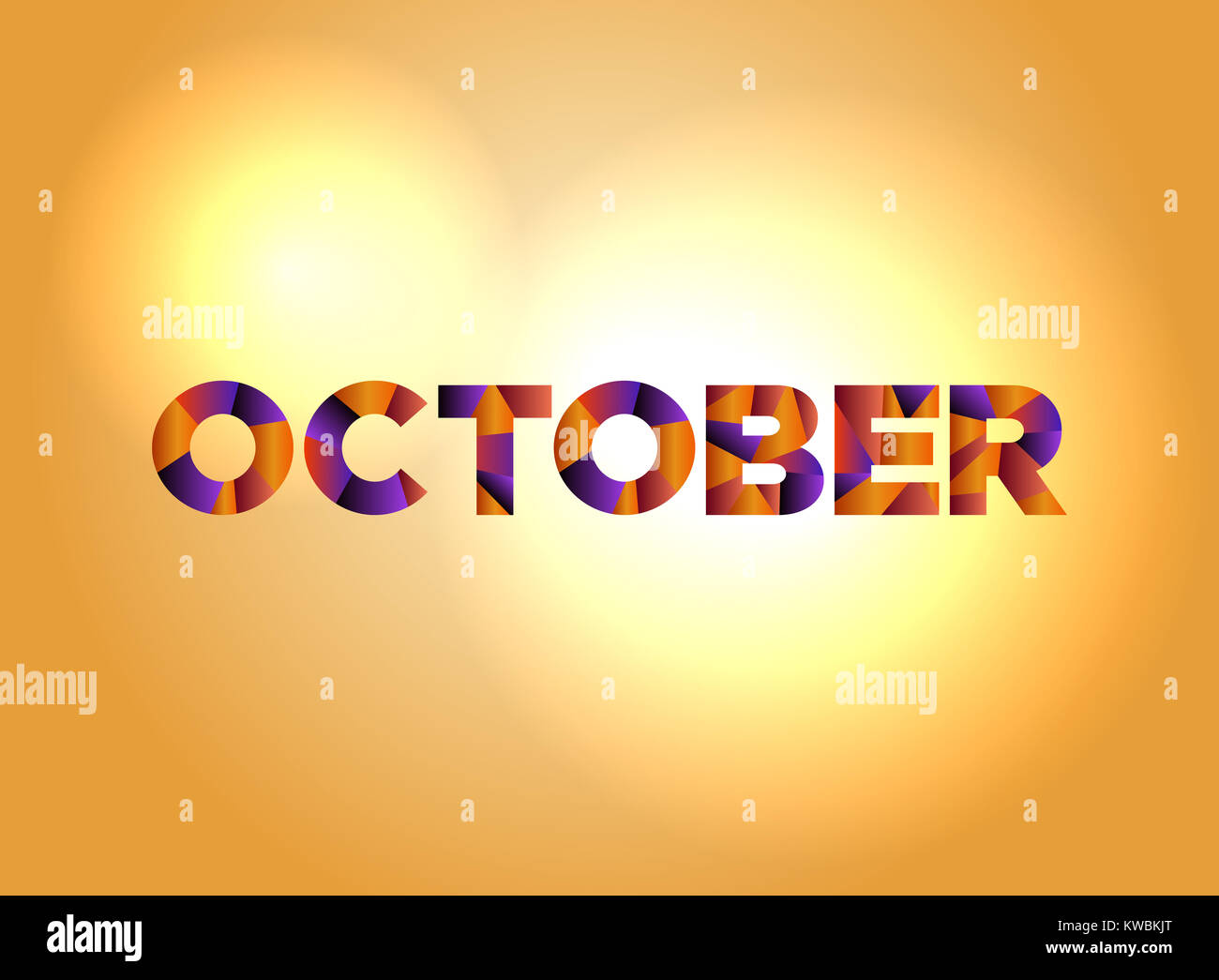 The word OCTOBER written in colorful abstract word art on a vibrant ...