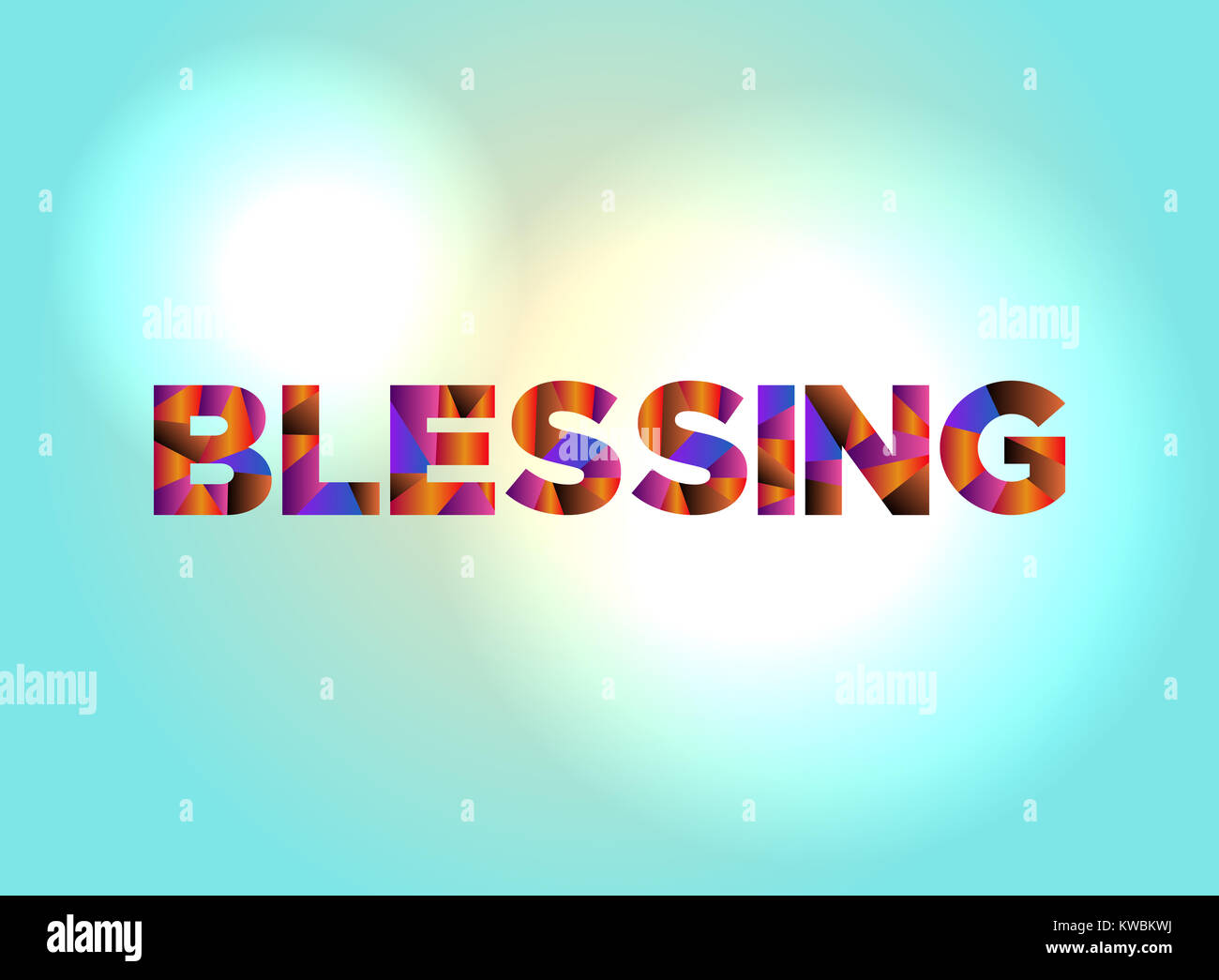 The word BLESSING written in colorful abstract word art on a vibrant ...