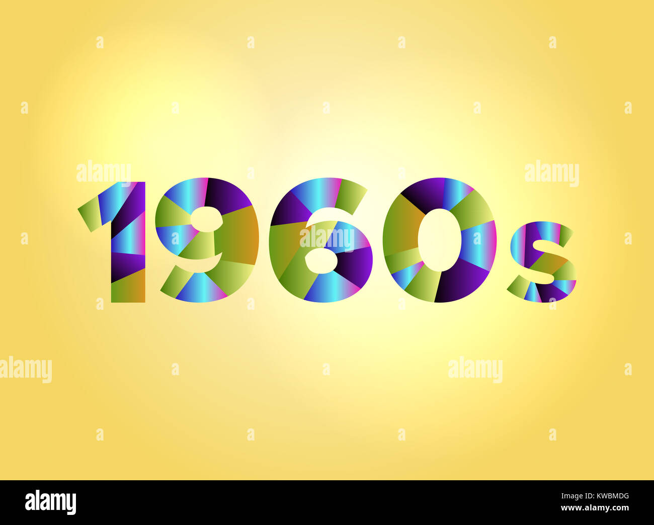The word 1960s concept written in colorful fragmented word are on a ...
