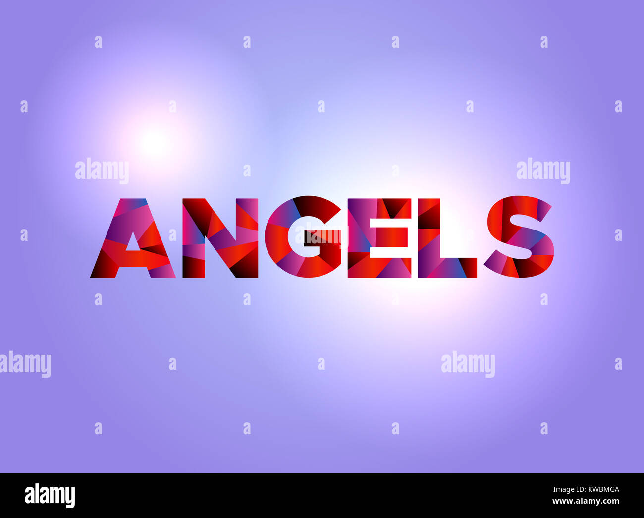 The word ANGELS written in colorful abstract word art on a vibrant ...