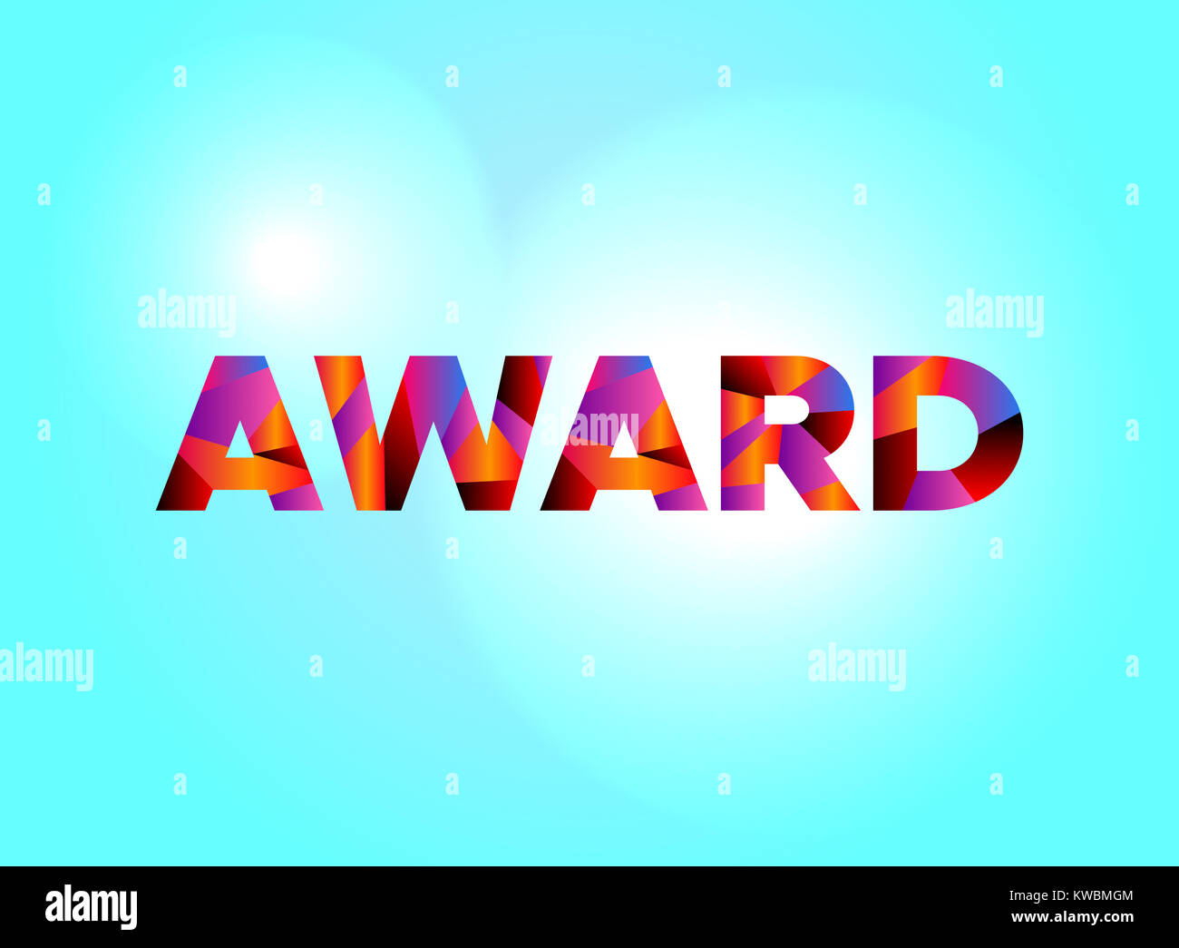 The word AWARD written in colorful fragmented word art on a vibrant ...