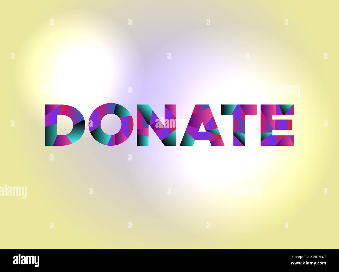 The word DONATE concept written in colorful fragmented word are on a ...