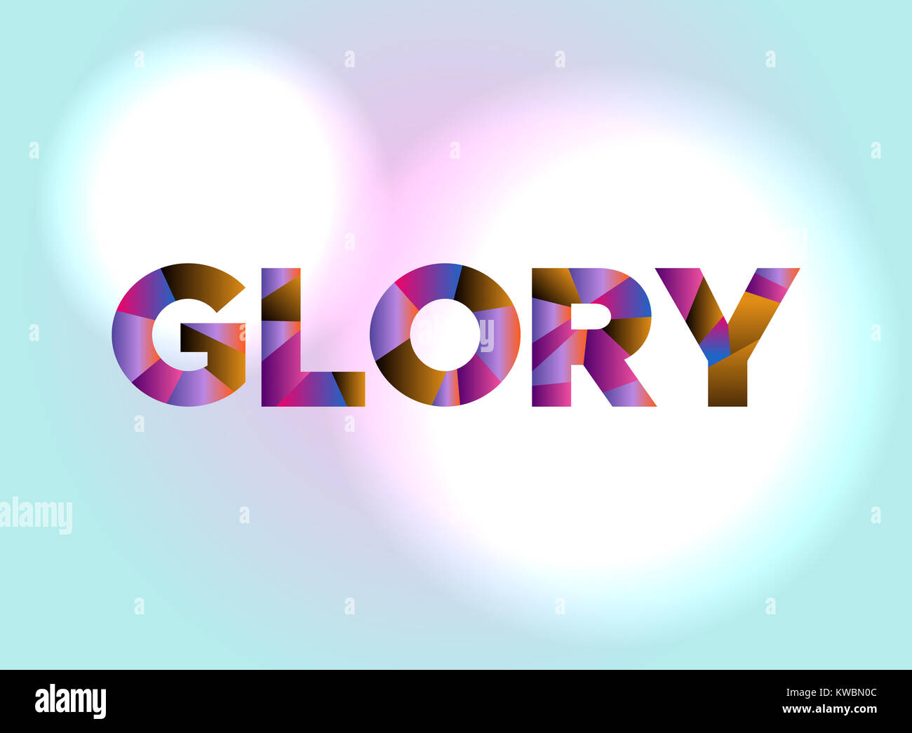 The word GLORY written in colorful abstract word art on a vibrant ...