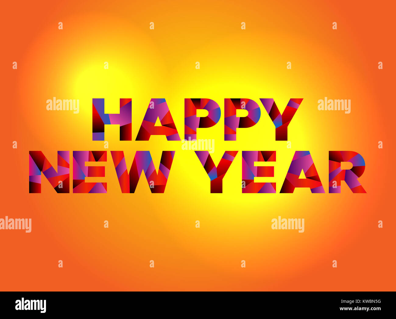 The words HAPPY NEW YEAR written in colorful fragmented word art on a ...