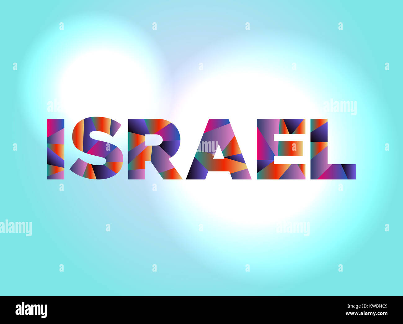 The word ISRAEL written in colorful abstract word art on a vibrant ...