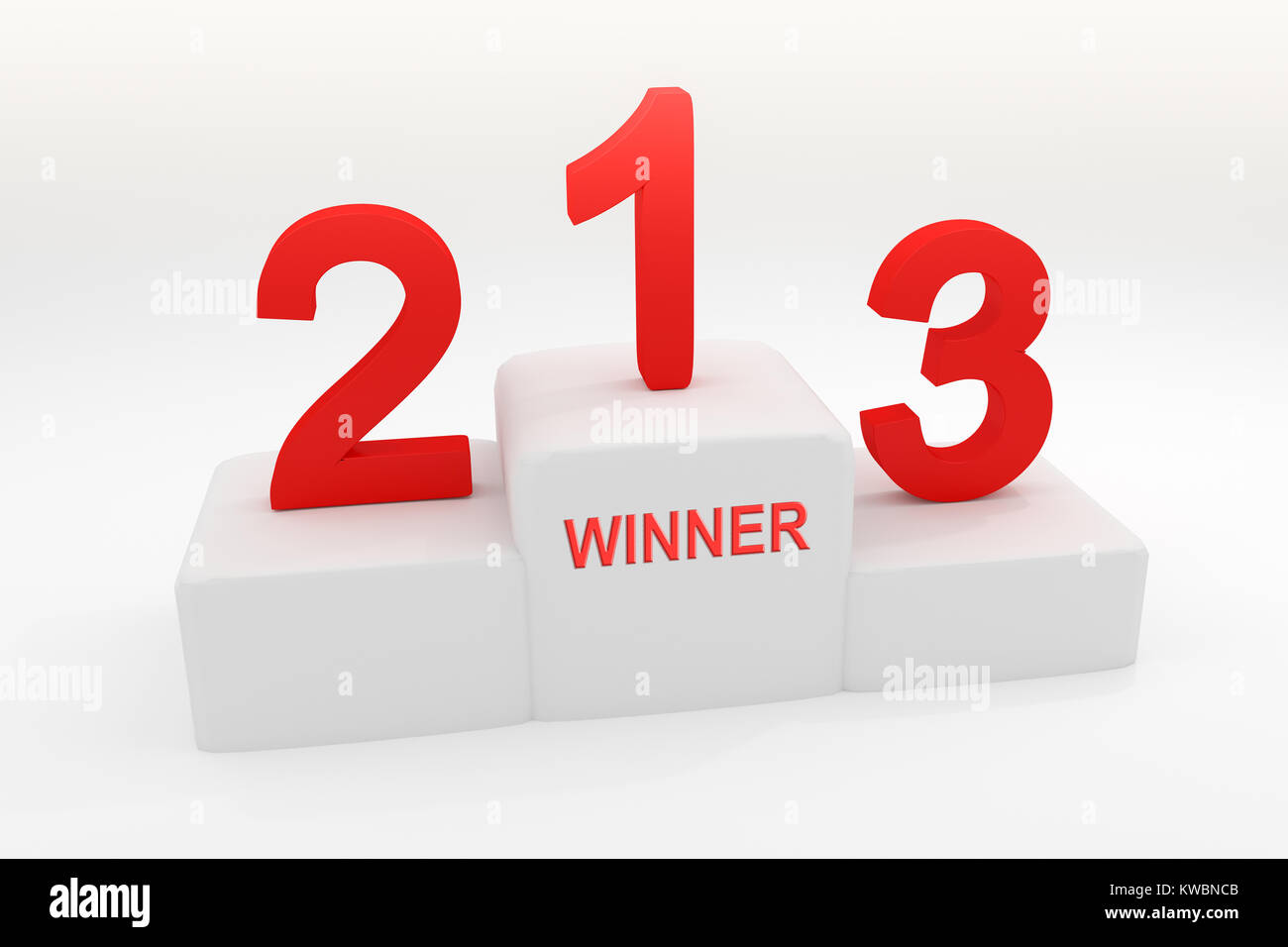 White winner podium platform with red numbers Stock Photo - Alamy