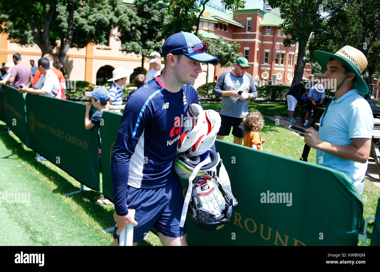 England's Mason Crane walks to the nets during a nets session at Sydney ...
