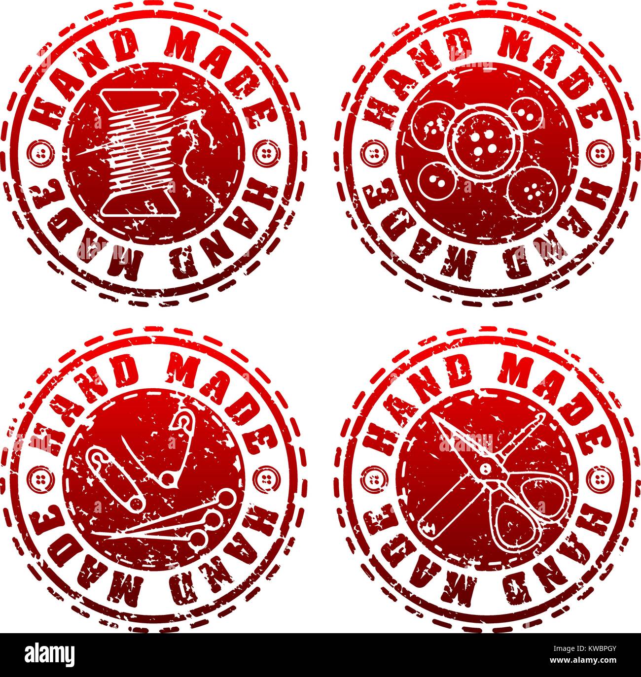 Set of four rubber stamp grunge style Hand made labels for your design ...