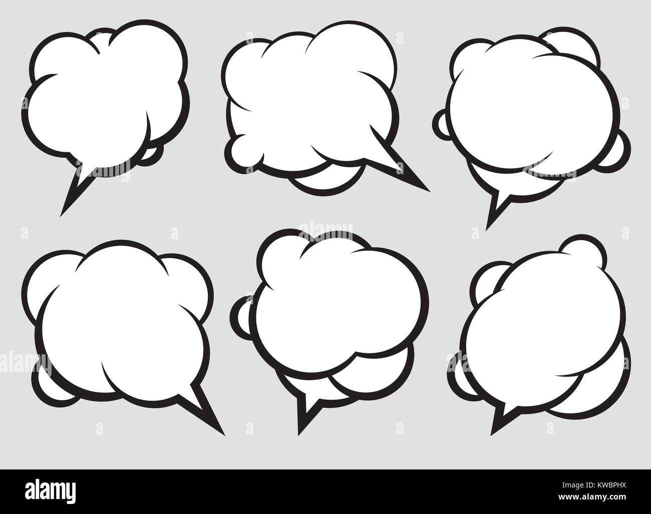 Collection of comic style vector speech bubbles with white fill and ...