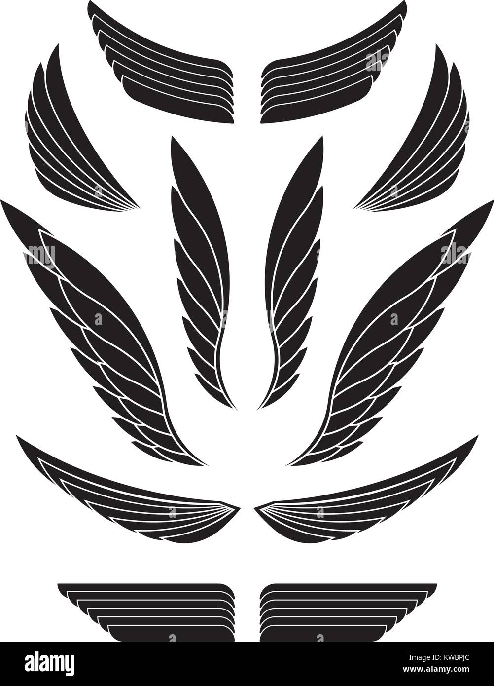 Set of black decorative wings. Vector illustration Stock Vector Image ...