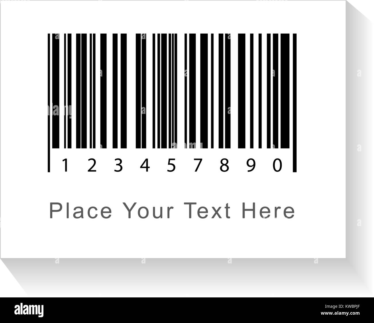 Bar code label with shadow and caption Place your text here. Vector ...
