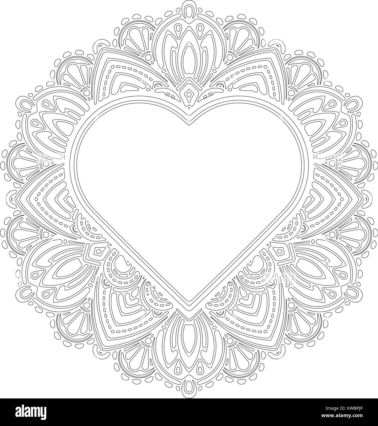 Circle lace ornament, round ornamental geometric doily pattern with ...