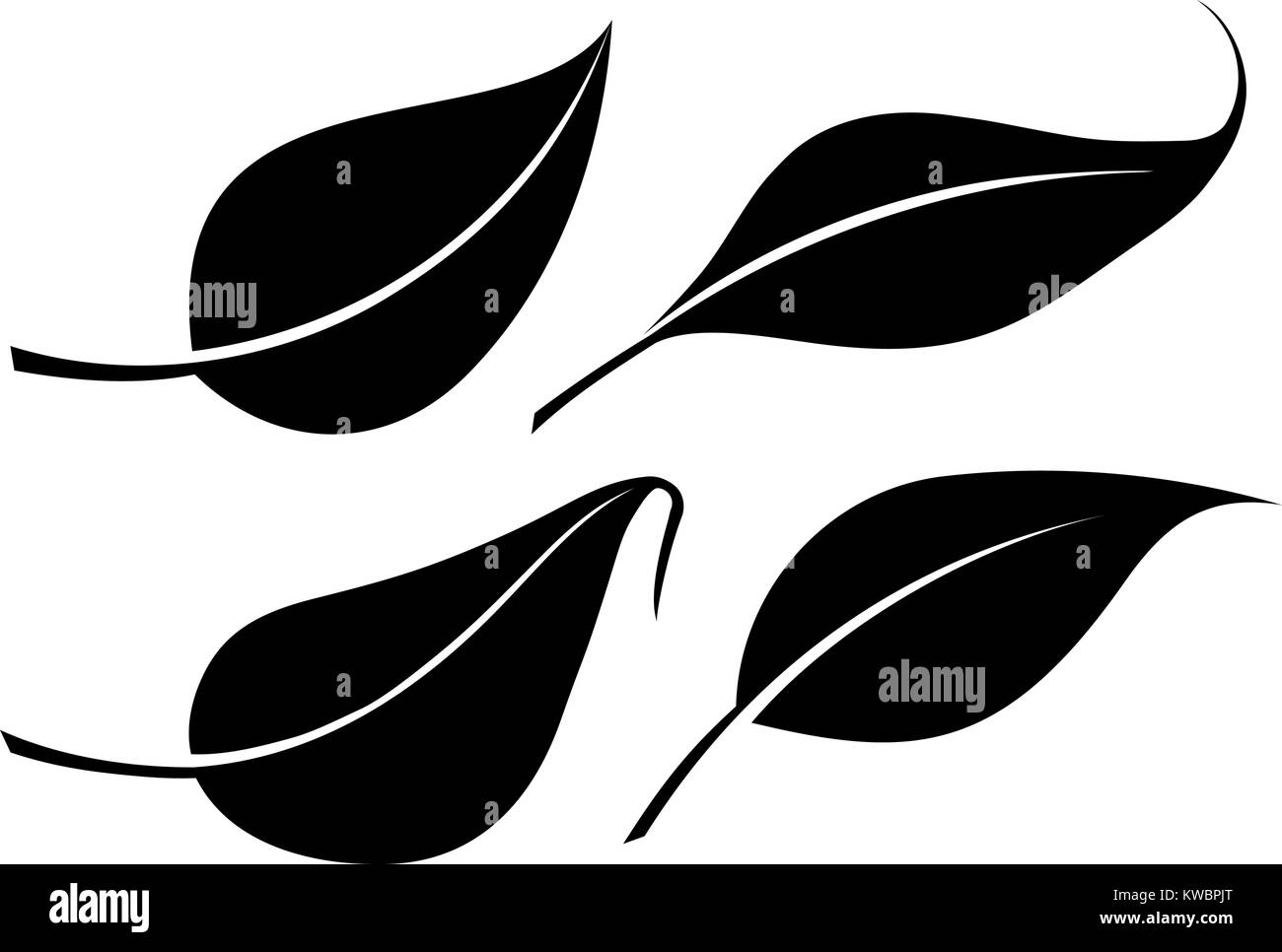 Set of four black leaves vector silhouettes Stock Vector Image & Art ...