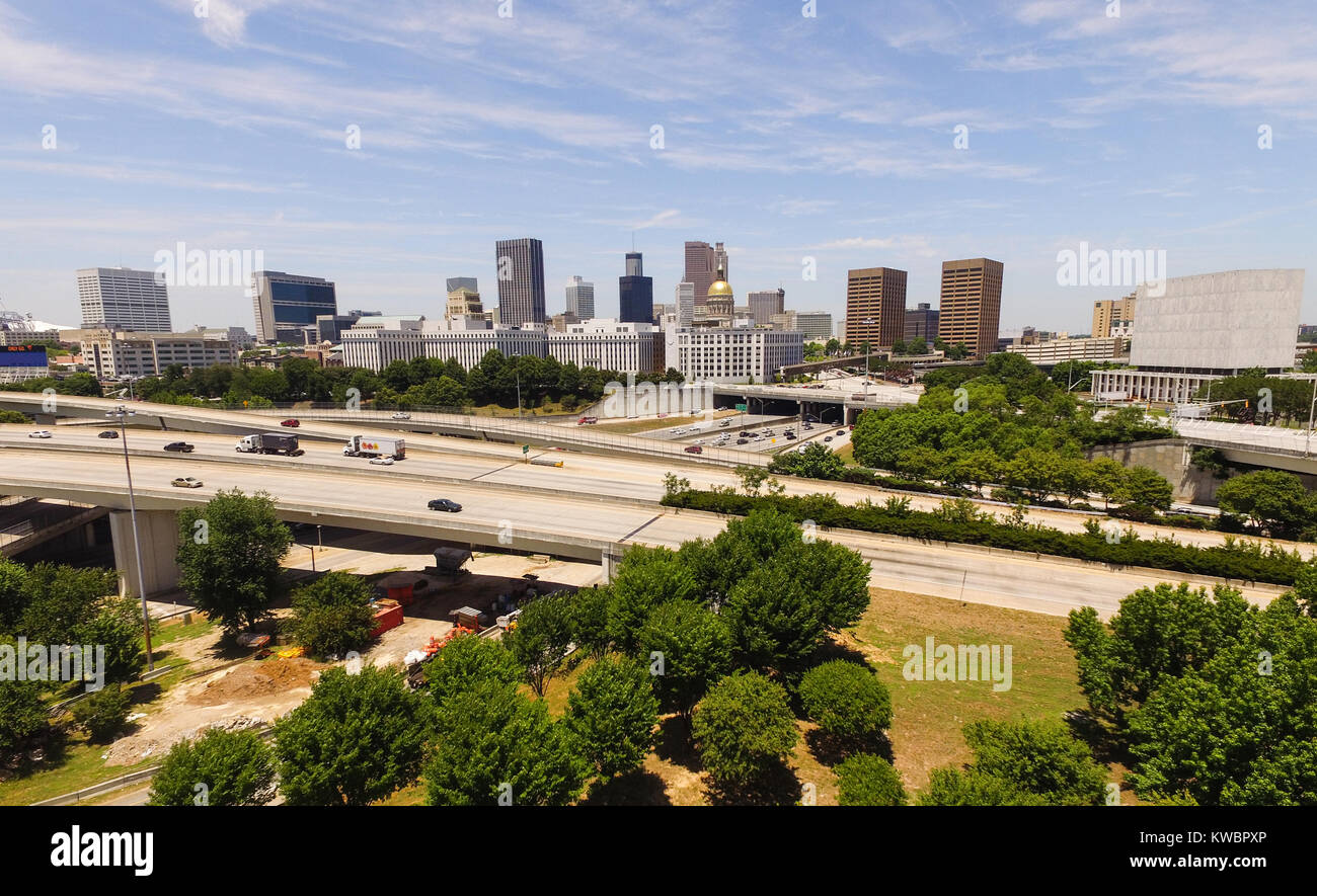 Highways intersect and cross over in and around the state capital of ...
