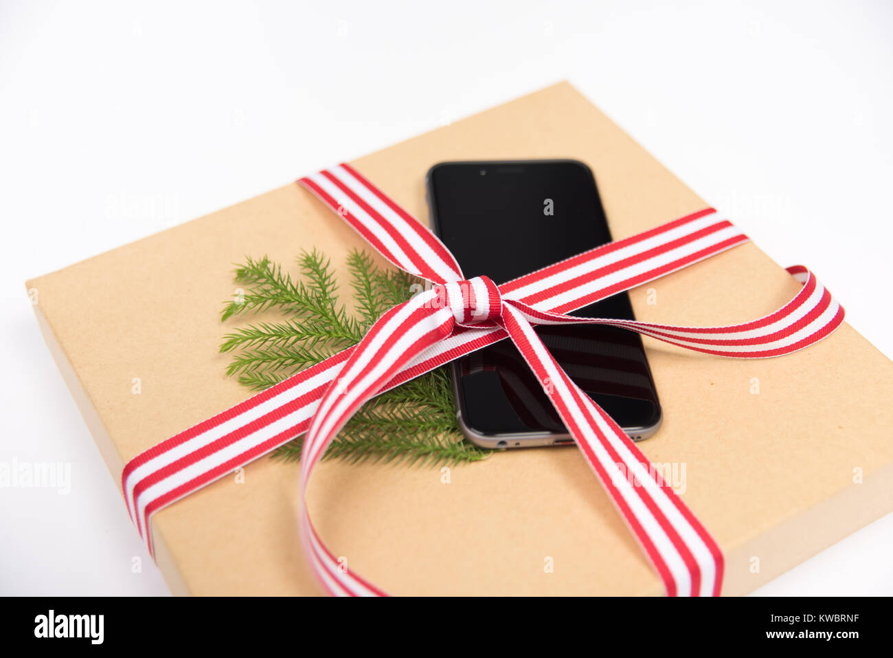 Gift Box with New Phone as Christmas Gift Stock Photo - Alamy