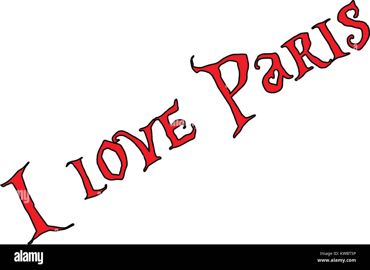 I love paris text sign illustration on white background Stock Vector ...