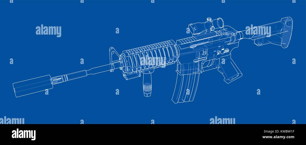 Machine Gun. Vector rendering of 3d Stock Vector Image & Art - Alamy