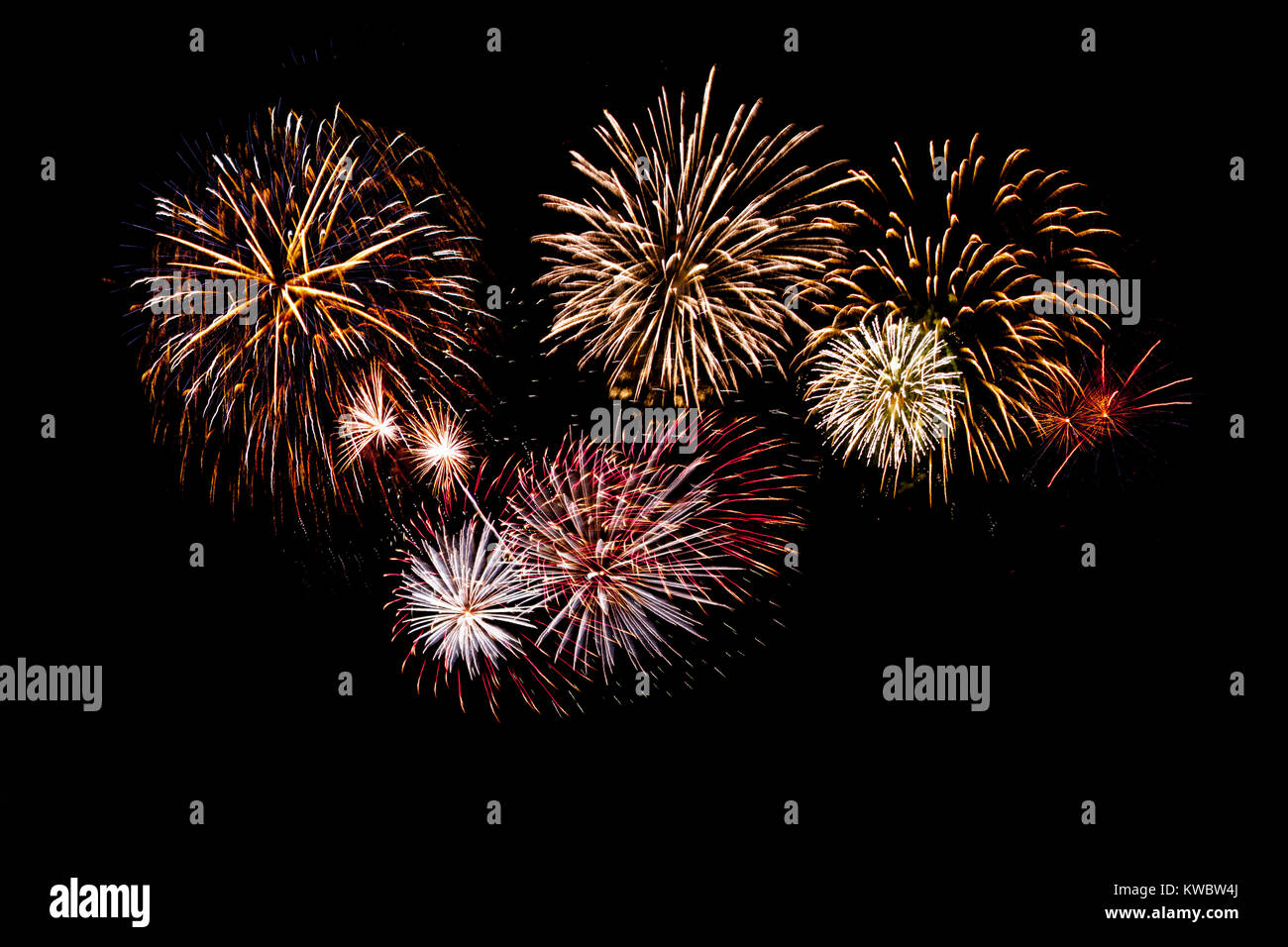 Bright fireworks on black hi-res stock photography and images - Alamy