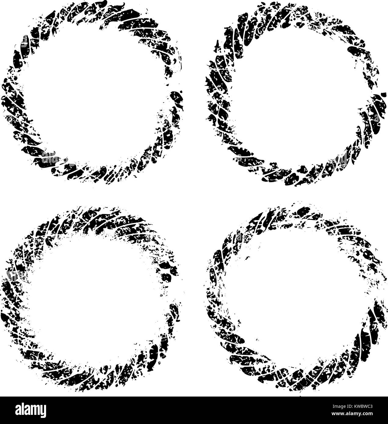 Set of four grunge round background in rubber stamp style. Texture ...