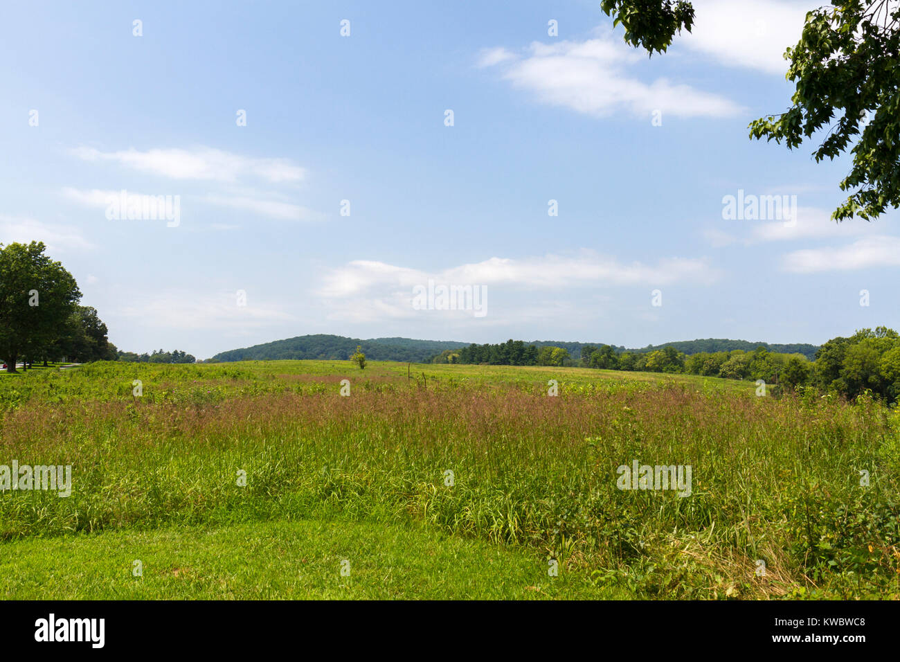 General view across the site of the Valley Forge military camp, Valley ...