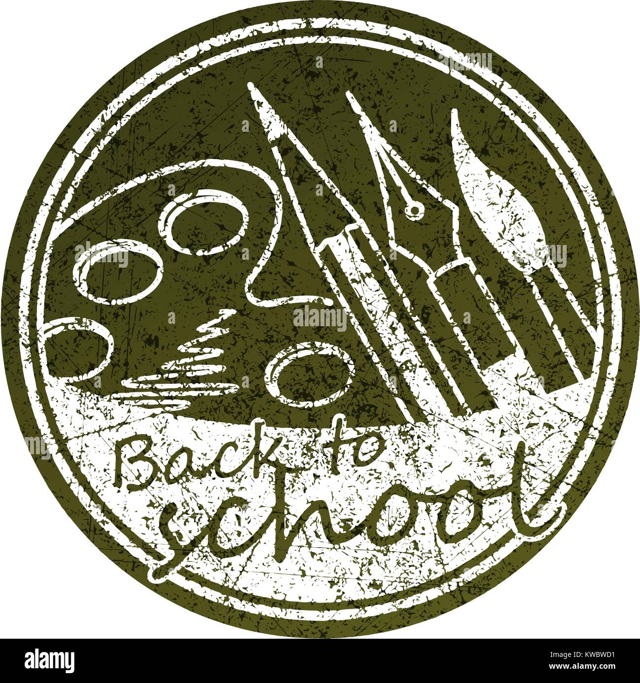 Back to school abstract round vector design in grunge rubber stamp ...
