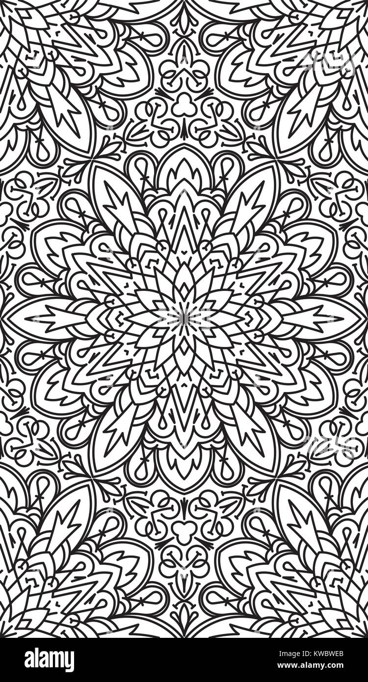 Rich decorated calligraphic outlined stroke monochrome seamless pattern ...