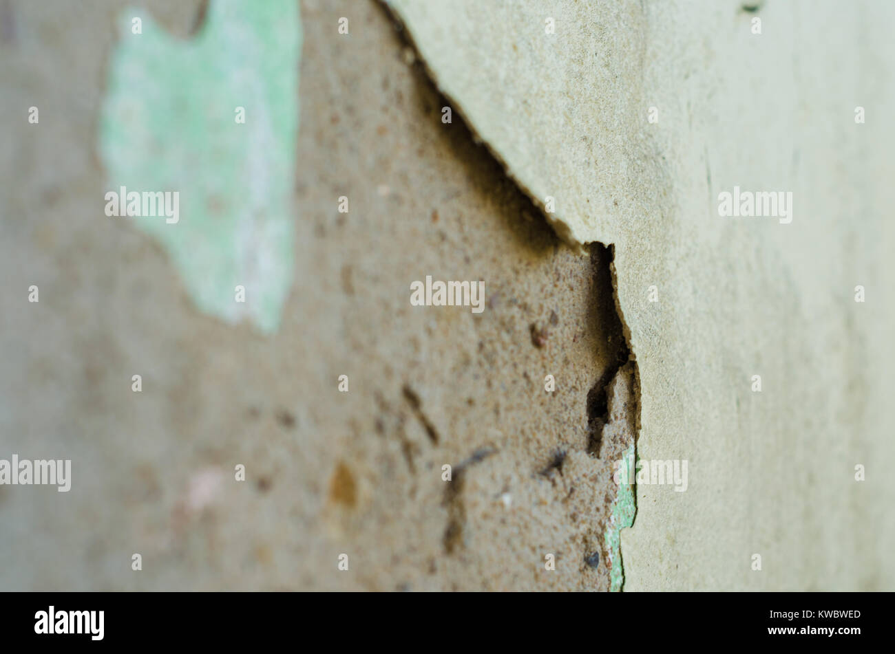 Wall with peeling paint, paint problem. Inadequate paint system, water ...