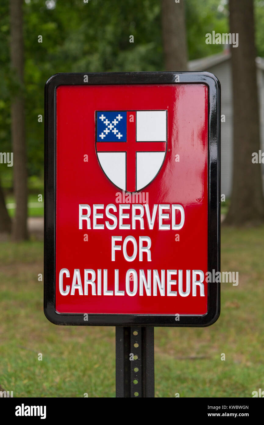 A "Reserved for Carillonneur" parking sign, Washington Memorial Chapel ...