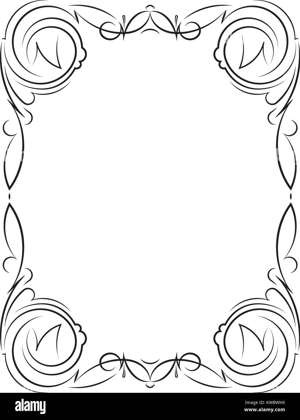 Vintage decorative vector frame. Black and white illustration Stock ...