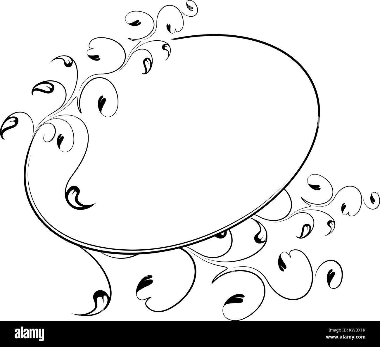 Beautiful oval frame with floral decor. Vector illustration Stock ...