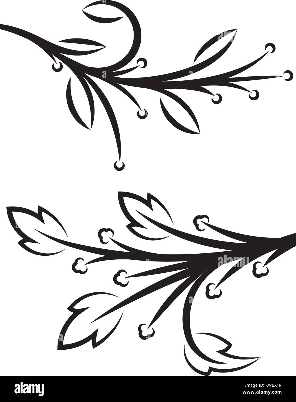 Pair of decorative floral braches. Vector illustration Stock Vector ...