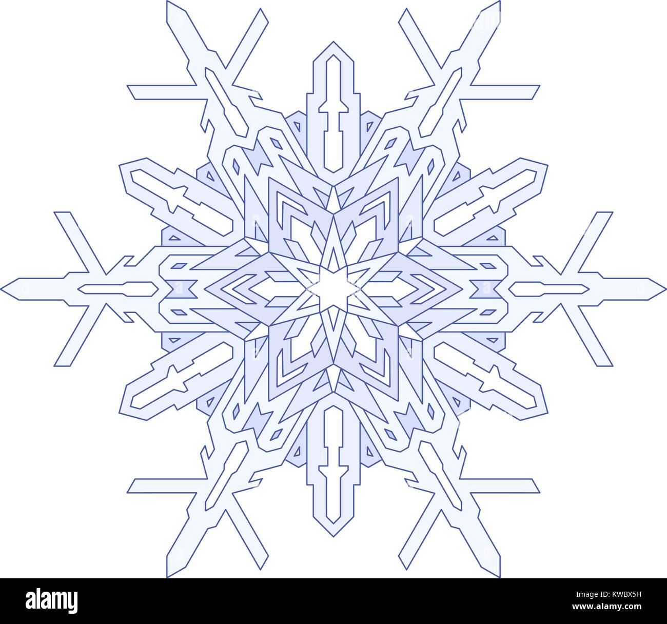 Decorative snowflake in mono line style. Vector geometric pattern in ...