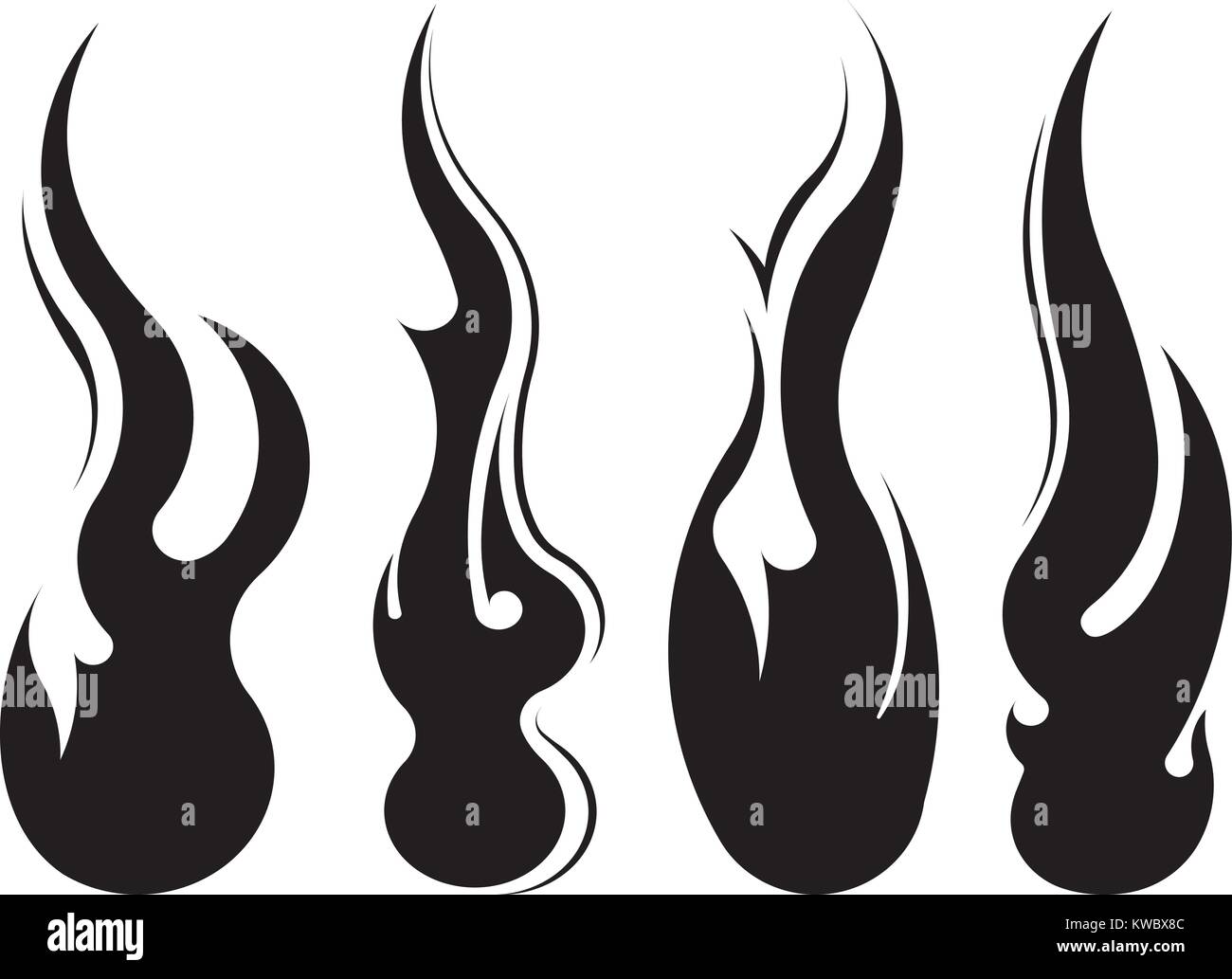 Set of 4 black fires for design or tattoo Stock Vector Image & Art - Alamy