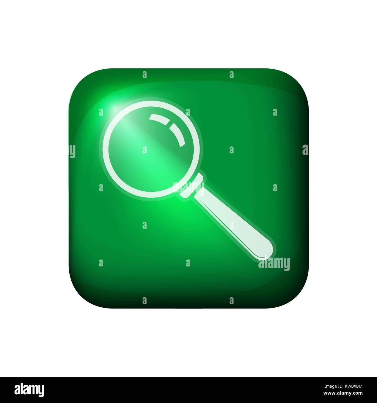 Green glossy realistic vector magnifier button with light flare Stock ...