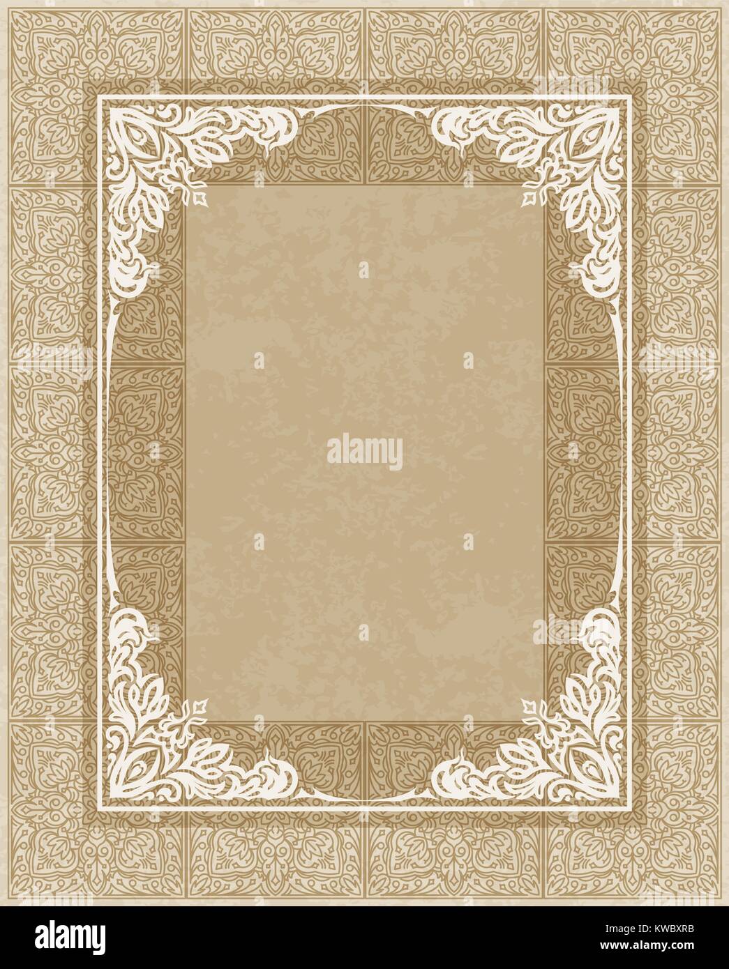 Rich decorated old style background with white frame for your design ...
