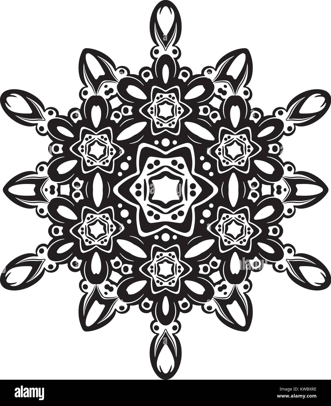 Abstract black vector round lace design - mandala, decorative element ...