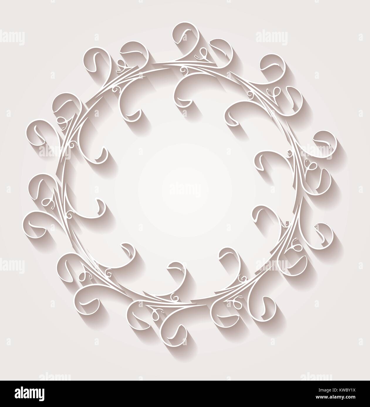 Unusual round vintage floral frame for your design with shadow. Vector ...
