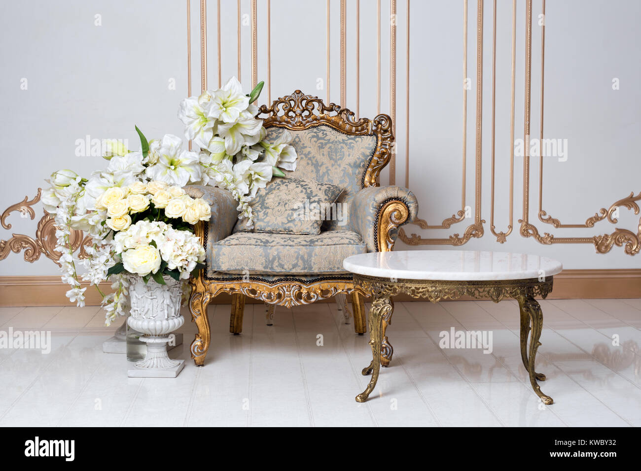 Luxurious vintage interior in the aristocratic style with elegant ...