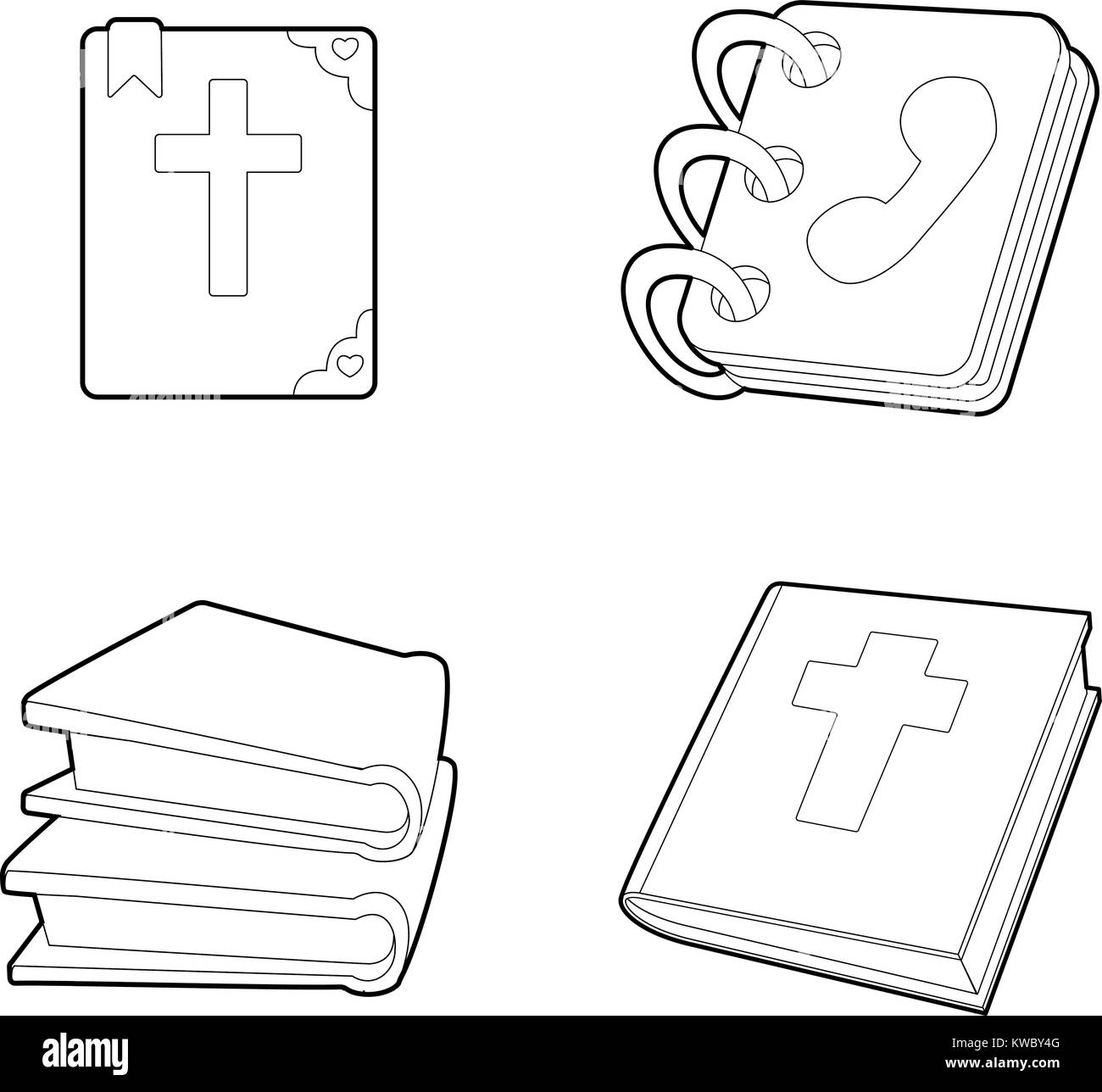 Book icon set, outline style Stock Vector Image & Art - Alamy