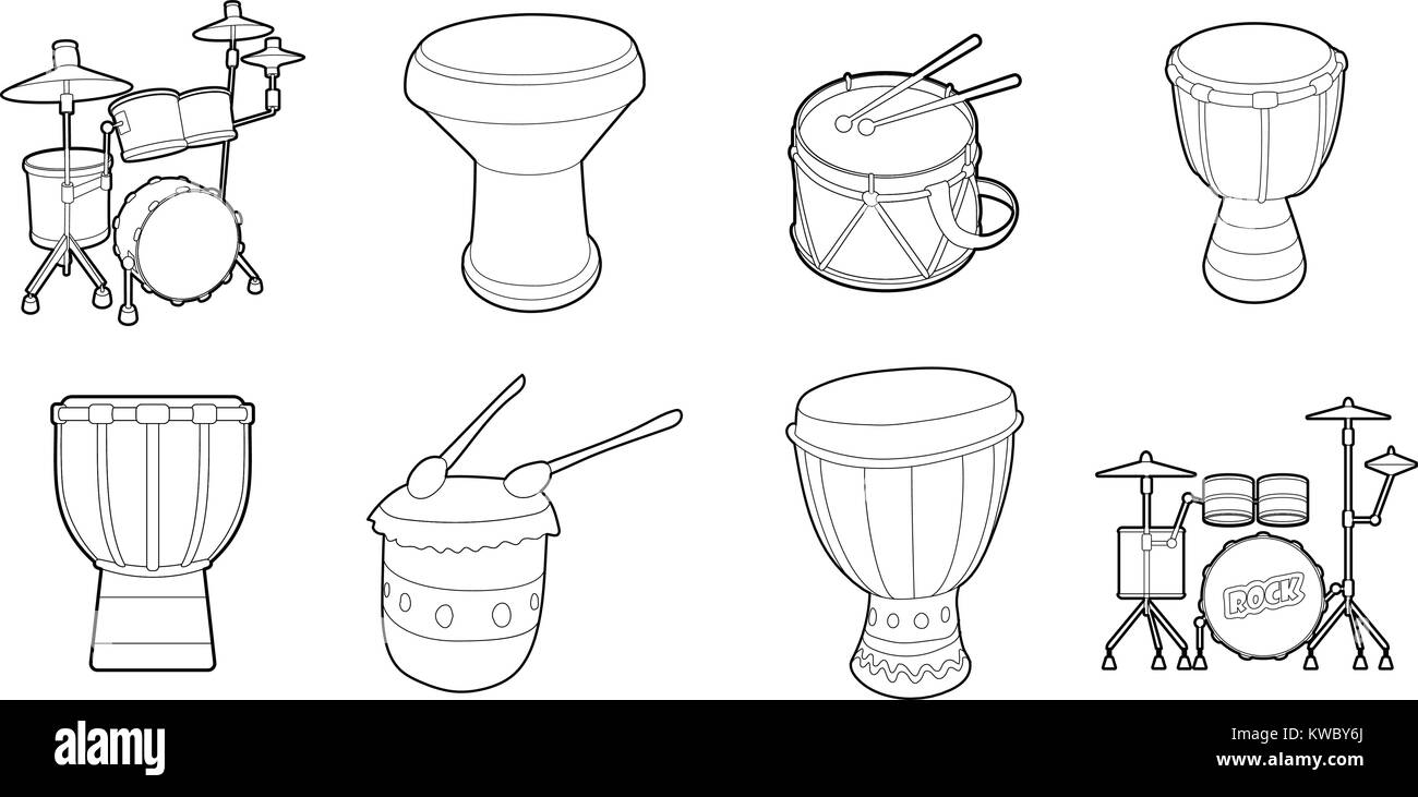 Drums icon set, outline style Stock Vector Image & Art - Alamy