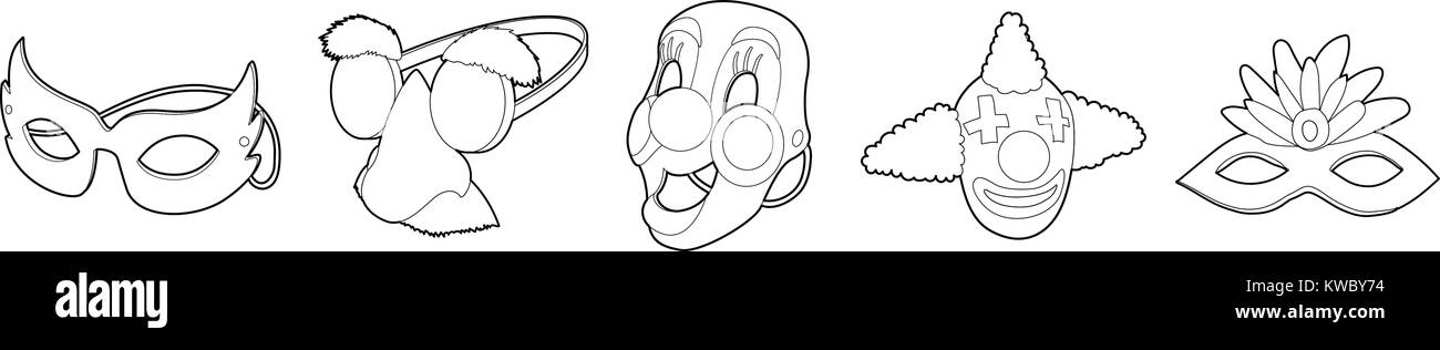 Mask icon set, outline style Stock Vector Image & Art - Alamy